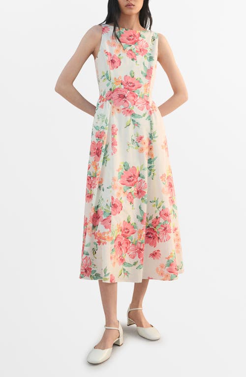 MANGO Floral Sleeveless Cotton Midi Dress